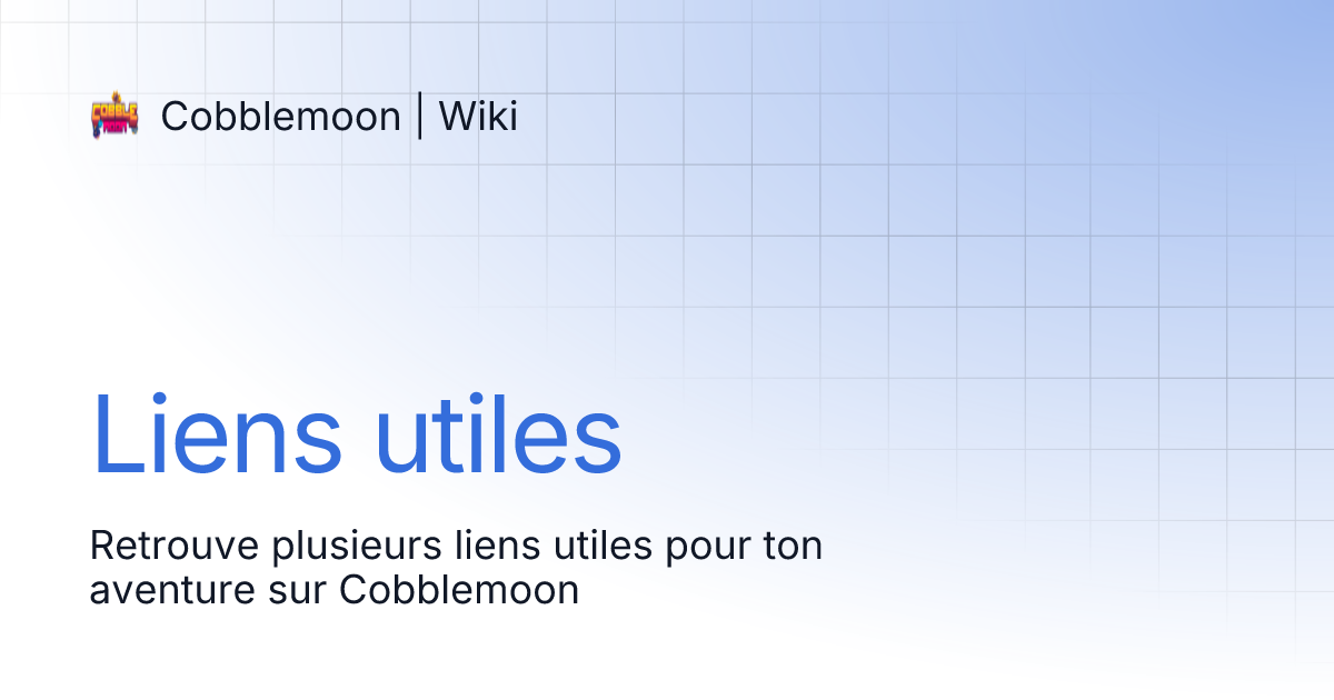 Liens utiles | Cobblemoon | Wiki